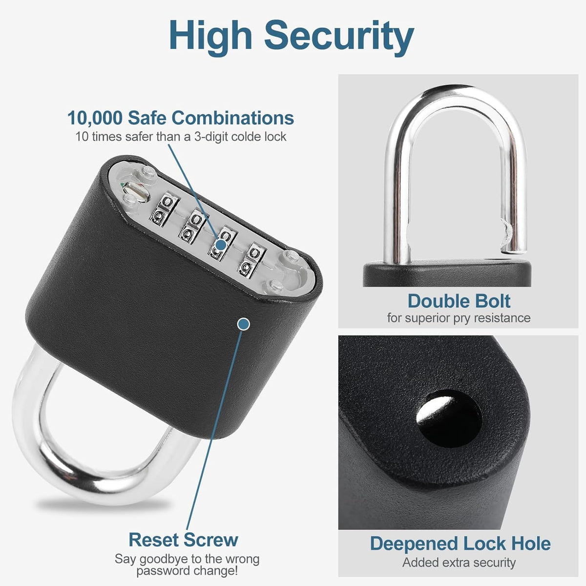 DELSWIN Heavy-Duty Combination Padlock Locker Lock - 4 Digit ...