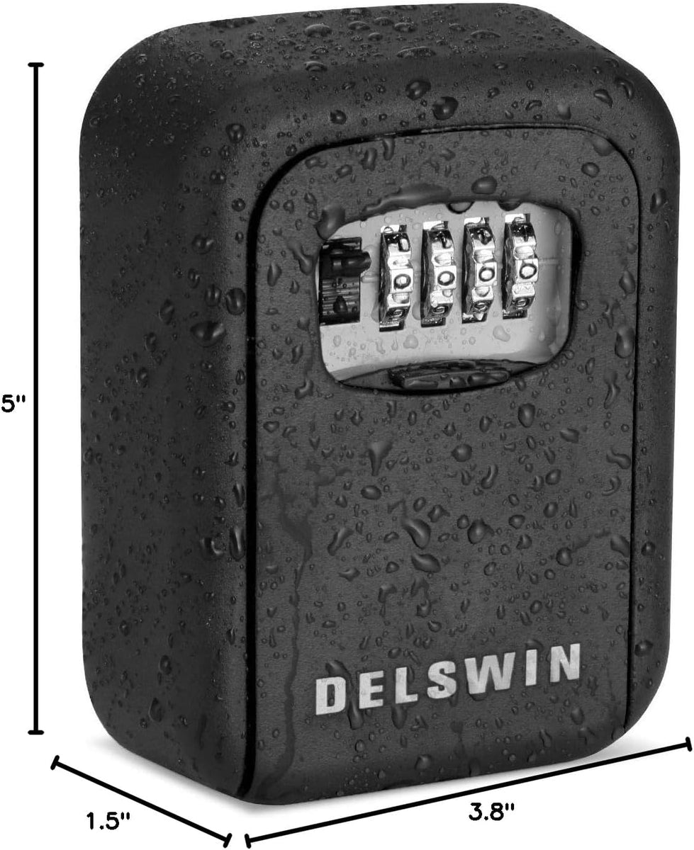 DELSWIN Lock Box for House Key - Outside Waterproof Combination Lock ...